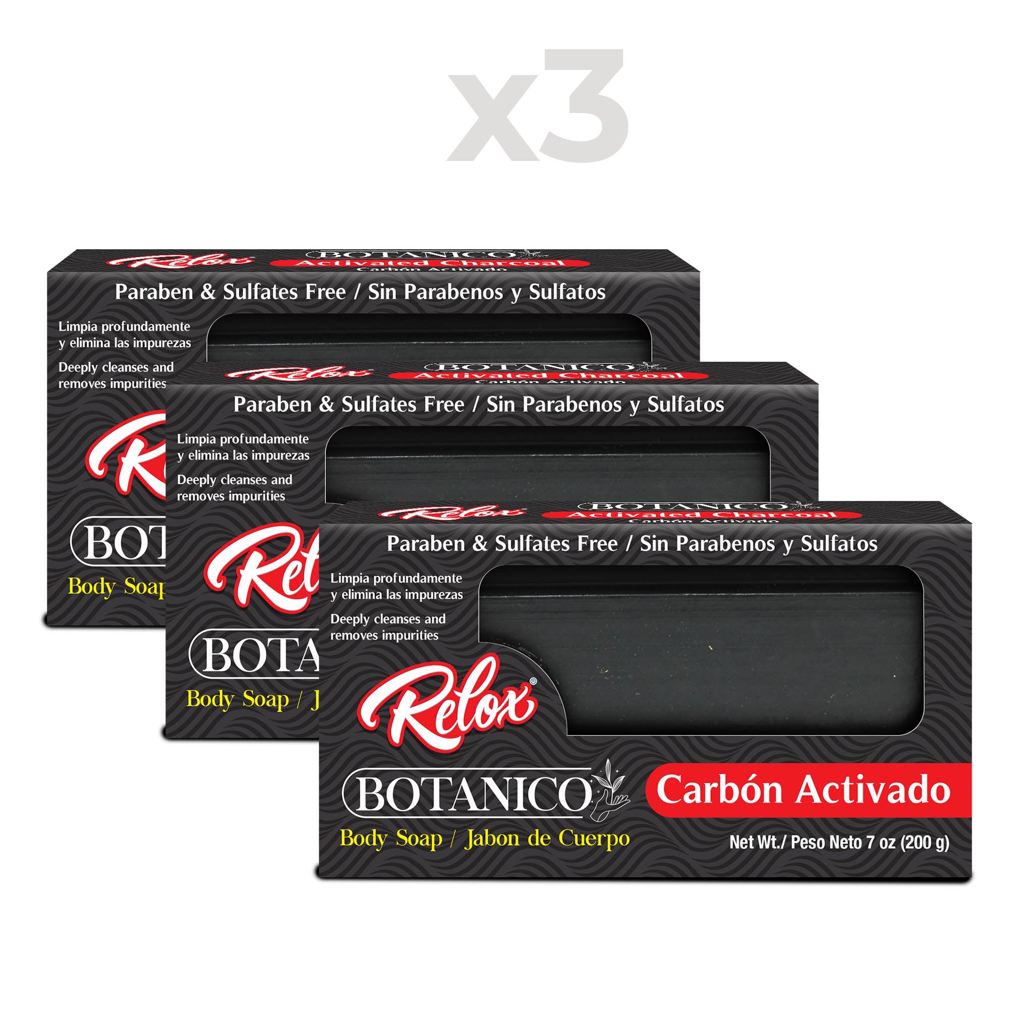 Relox jabón botánico carbón activado 3pcs – Vas al Super